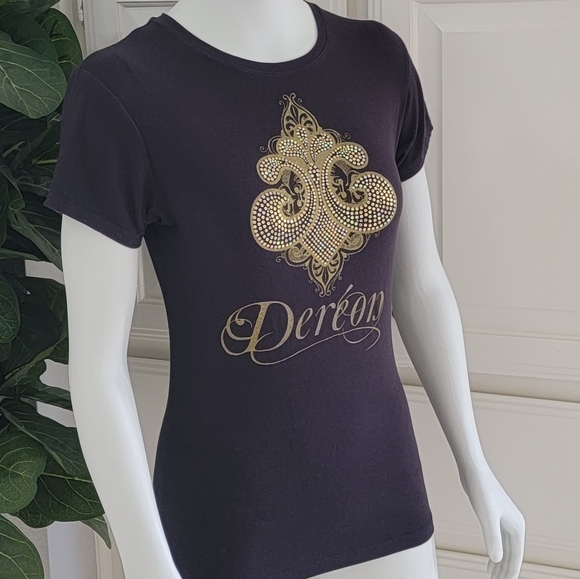 Dereon | Tops | Dereon Chocolate Brown Logo Tshirt L | Poshmark